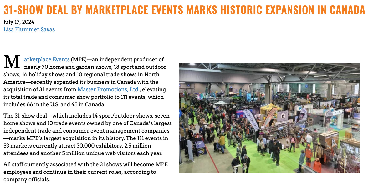 Market Leading Consumer Events - Marketplace Events